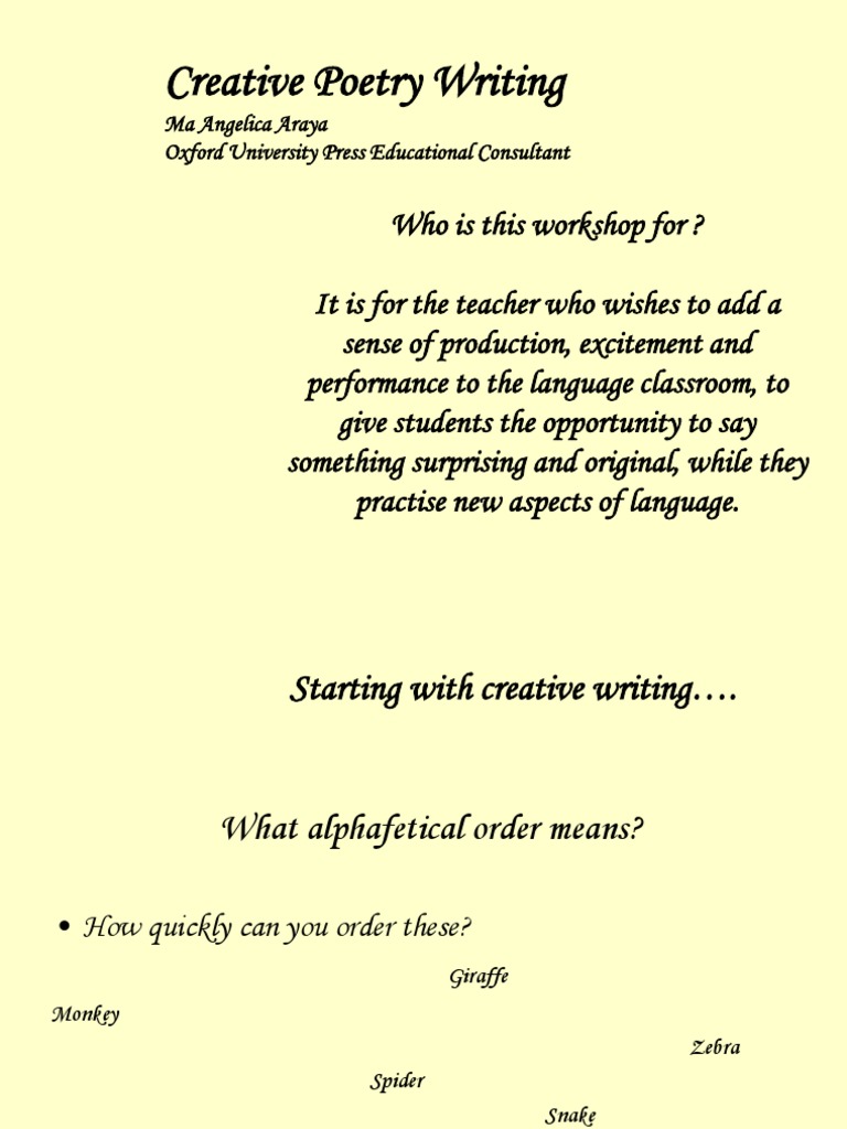 Creative Poetry Writing Workshop Guide | PDF | Language Arts ...