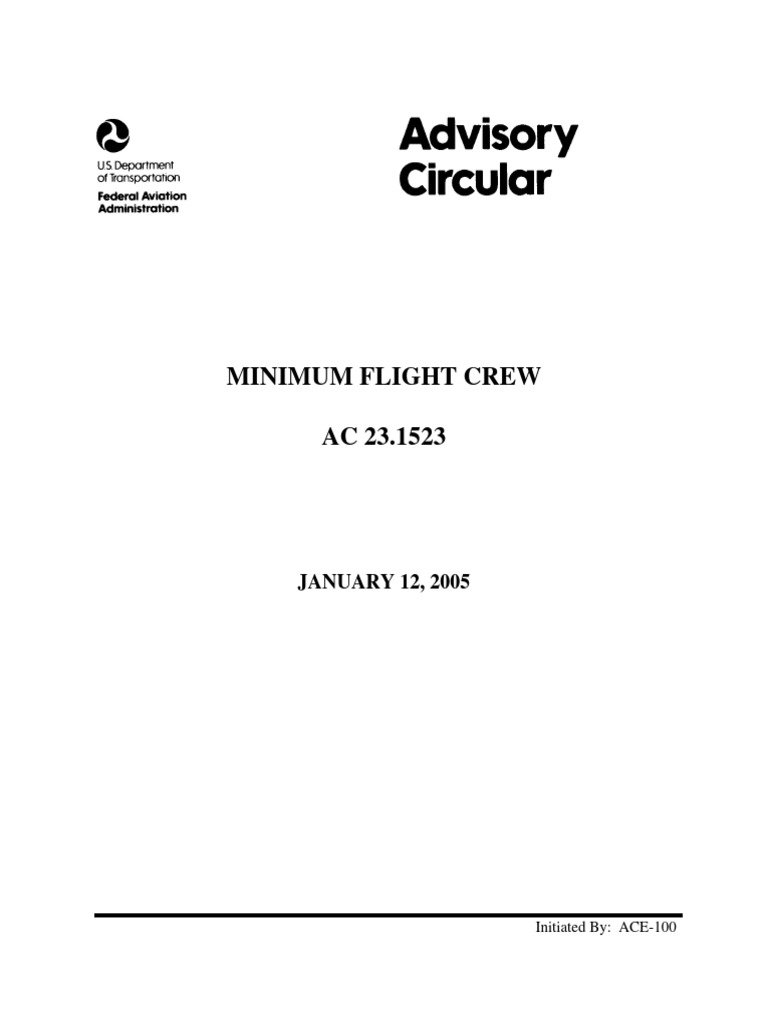 AC 23-1523 Minimum Flight Crew | PDF | Workload | Flight Test