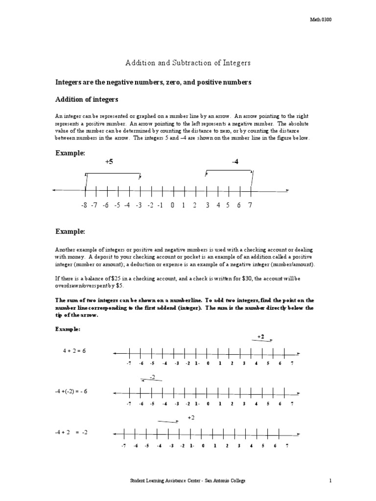 Math0300 Addd and Subtract Integers | PDF | Numbers | Mathematical Concepts