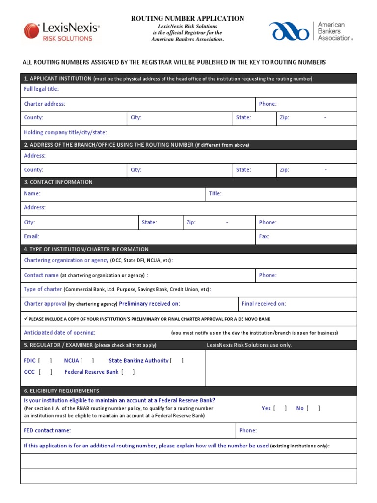 Bank Routing Number Application | PDF | Banks | Federal Reserve