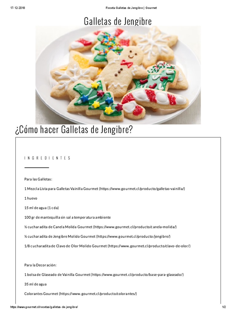 Receta Galletas de Jengibre - Gourmet | Descargar gratis PDF | Galleta | Preparación de comida y ...