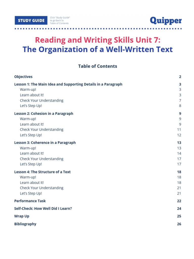 PDF - RW - Grade 11 - Unit 7 - The Organization of A Well Written Text ...