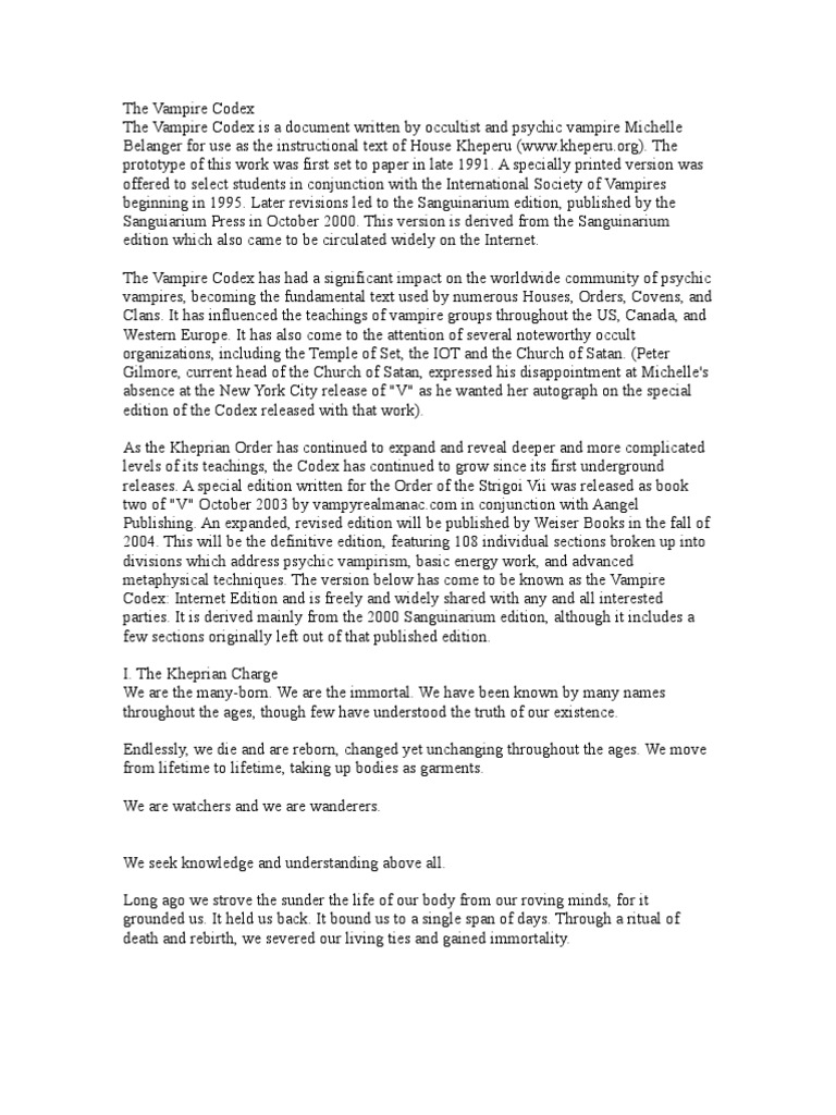 The Vampire Codex | PDF | Chakra | Breathing