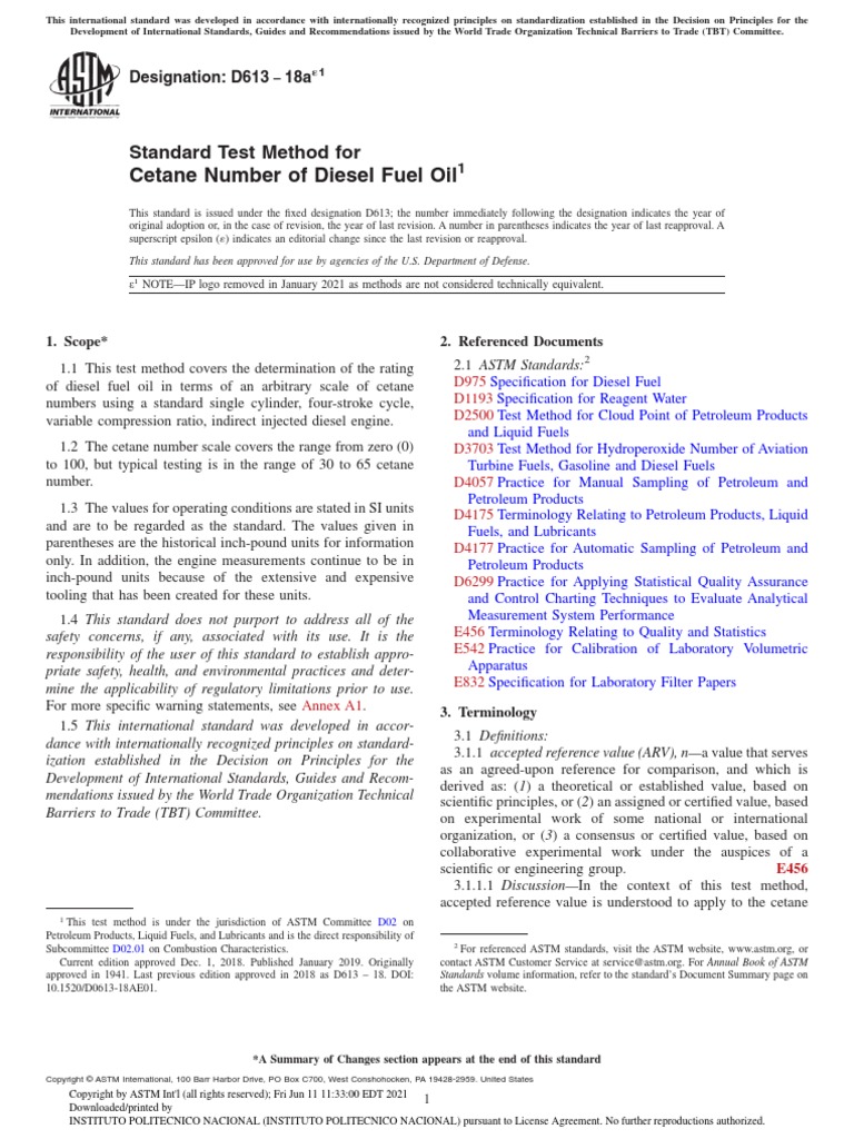 Astm D613 | PDF | Internal Combustion Engine | Diesel Engine