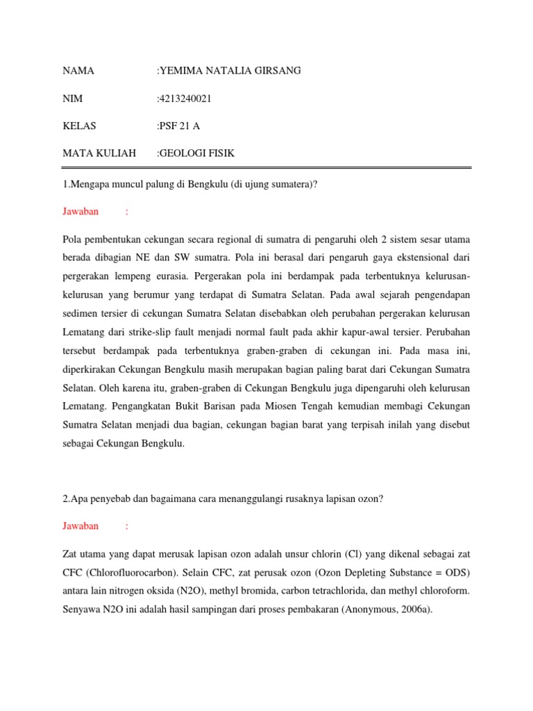 Yemima Natalia Girsang-Geologi Fisik | PDF