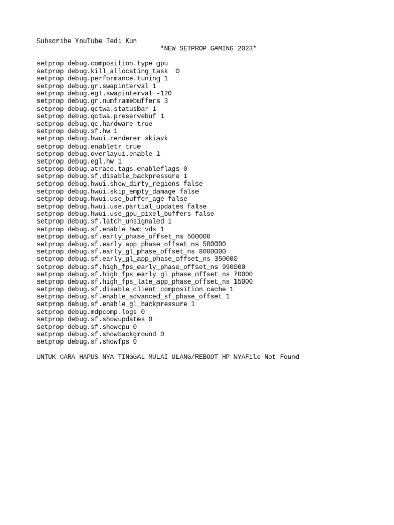 Setprop Gaming 2023 (Sfile | PDF