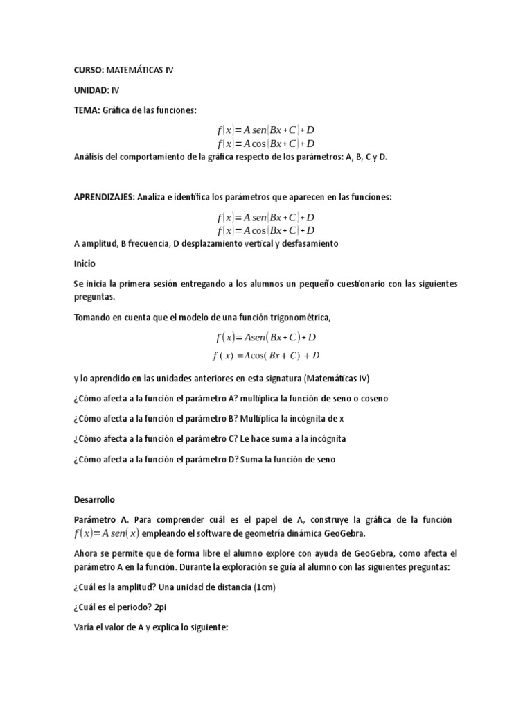 Actividad Funciones Trigonométricas.. | PDF | Trigonometría | Funciones trigonométricas