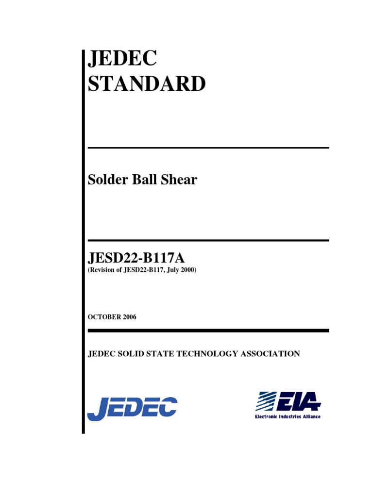 Ball Shear Test Standard - Jedec - 22b117a - 20230810 | PDF | Fracture ...