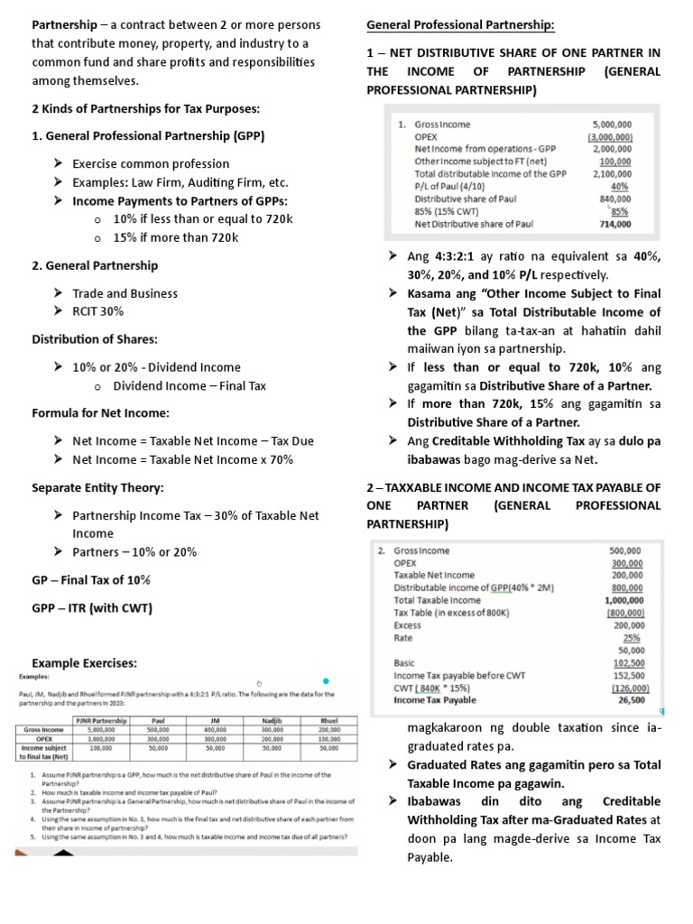 Partnership Reviewer | PDF | Partnership | Taxes Partnership Reviewer | PDF | Partnership | Taxes