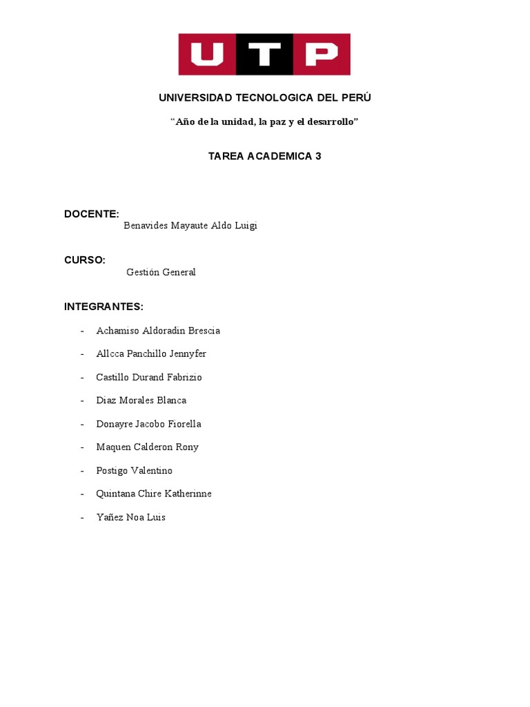 Tarea Academica 3 - Gestion General | PDF | Economias | Business Tarea Academica 3 - Gestion General | PDF | Economias | Business