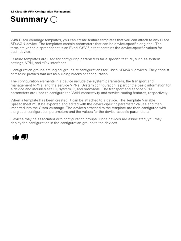 Summary - Cisco SD-WAN Operation and Deployment3 | PDF