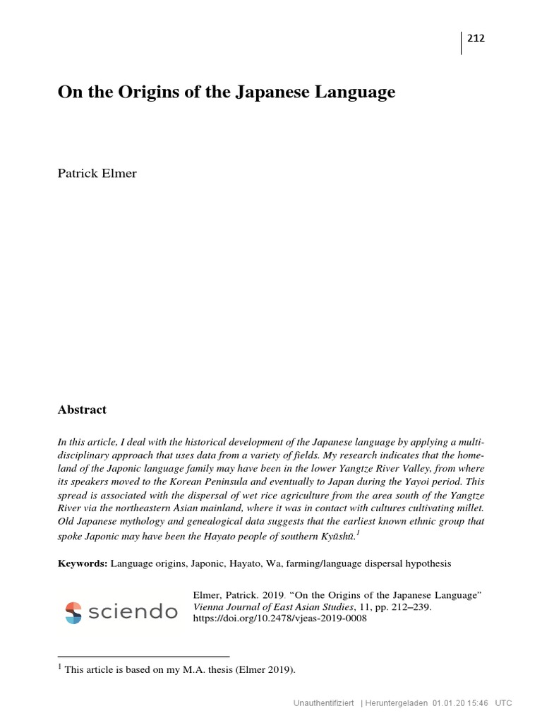 On The Origins of The Japanese Language | Download Free PDF | Human ...