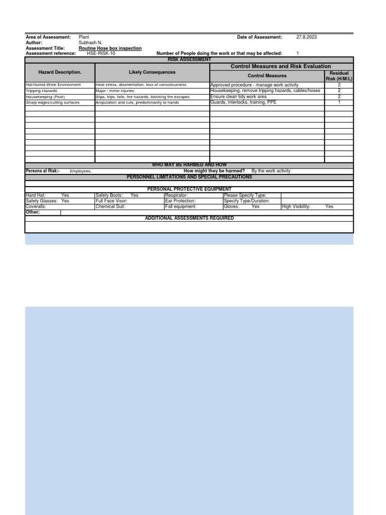 Hot Work Risk Assessment Guide | PDF | Personal Protective Equipment | Safety