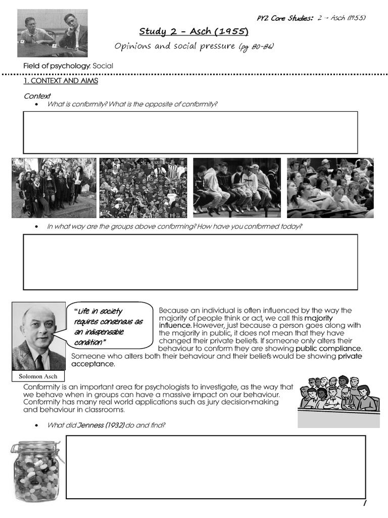 Asch Handout | Download Free PDF | Conformity | Cognition