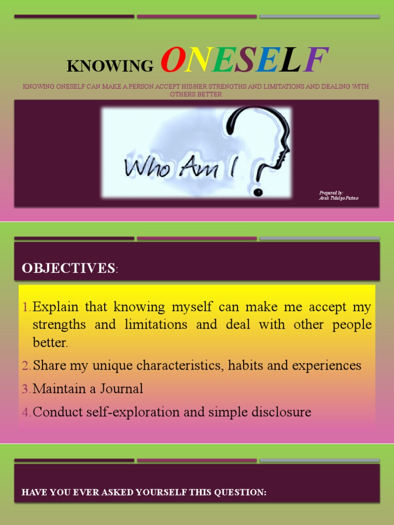 Week 1 Knowing Oneself | PDF | Thought | Nature Versus Nurture