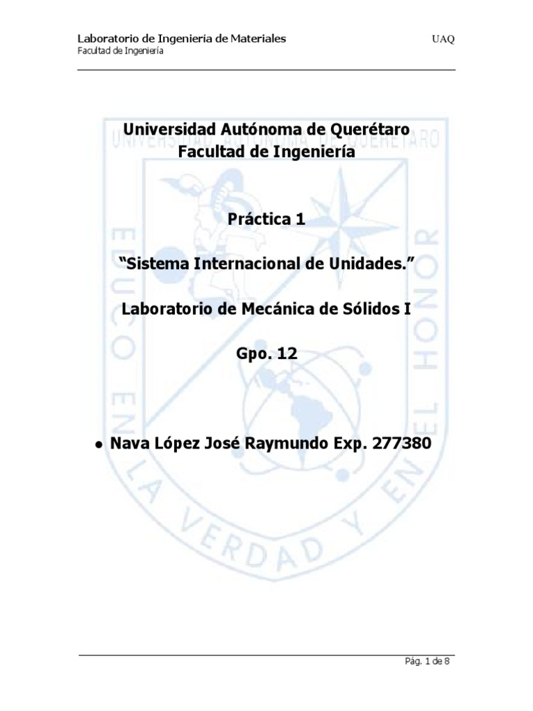 Práctica 1 - Materiales - Nava López | PDF | Medición | Sistema Internacional de Unidades