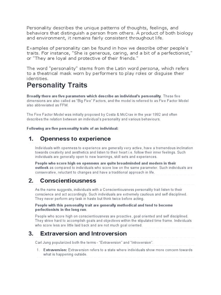 Understanding Personality Traits | PDF | Extraversion And Introversion ...