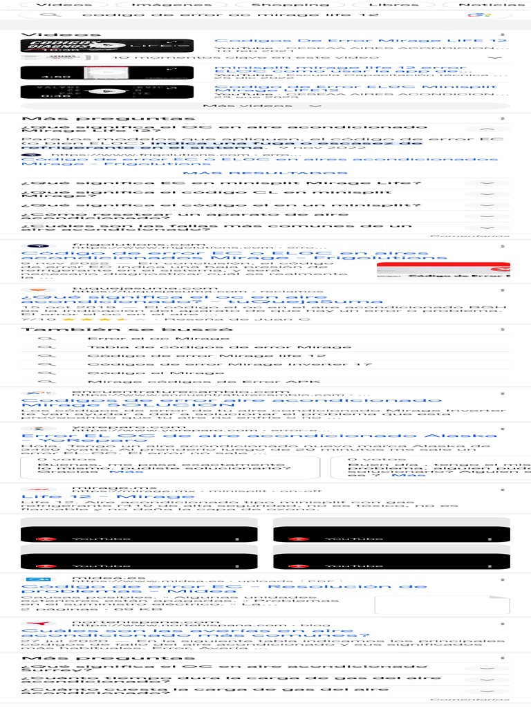 Codigo de Error Oc Mirage Life 12 - Buscar Con Google | PDF