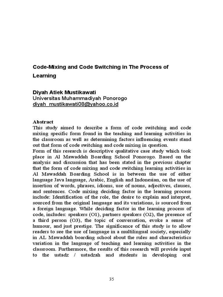Code Mixing and Code Switchingin The Pro | PDF
