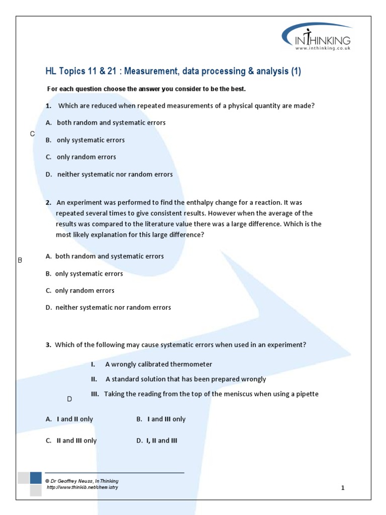 In Thinking Hl Topics 11 21 Measurement, Data Processing Analysis (1) - 副本 | PDF | Activation ...
