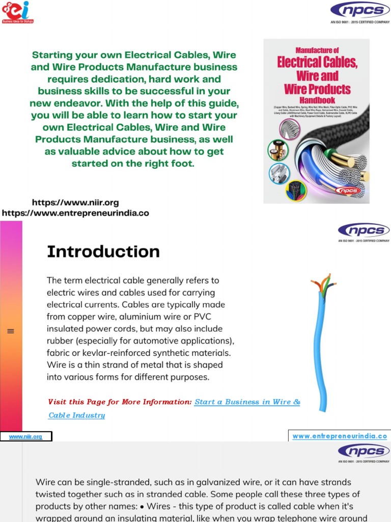Wire and Cable Manufacturing Guide | PDF | Wire | Ac Power Plugs And ...