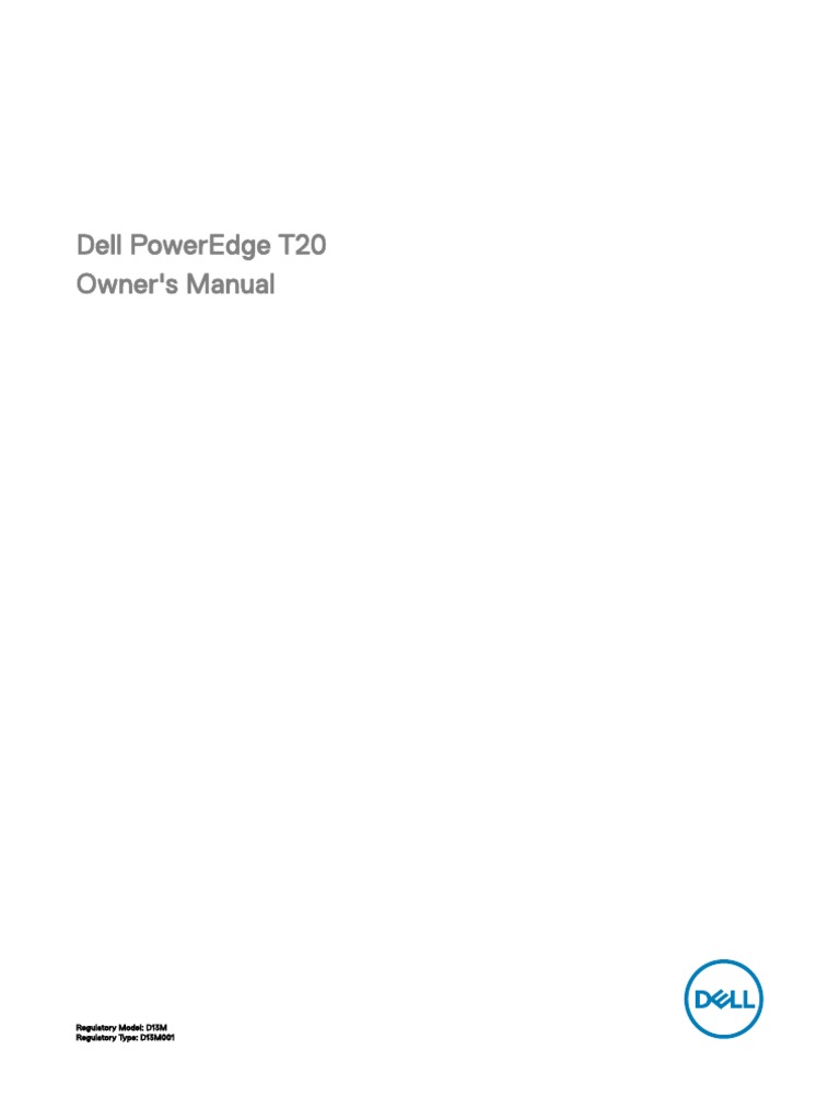 Dell PowerEdge T20 - USER MANUAL | PDF | Booting | Bios