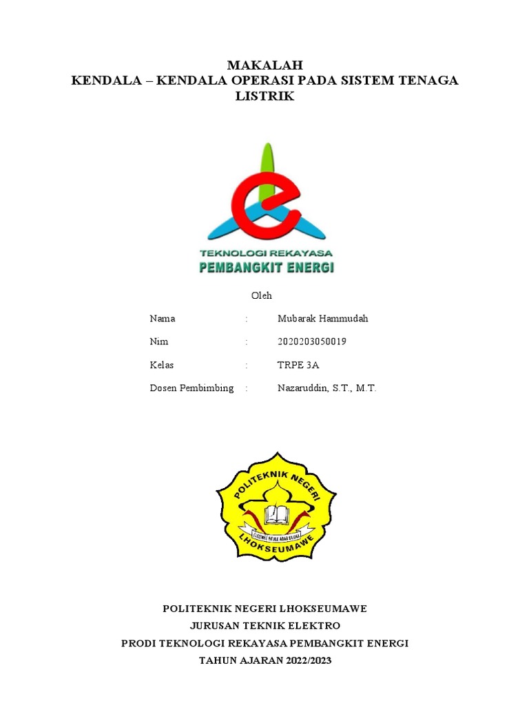 Kendala Operasi Sistem Tenaga Listrik | PDF