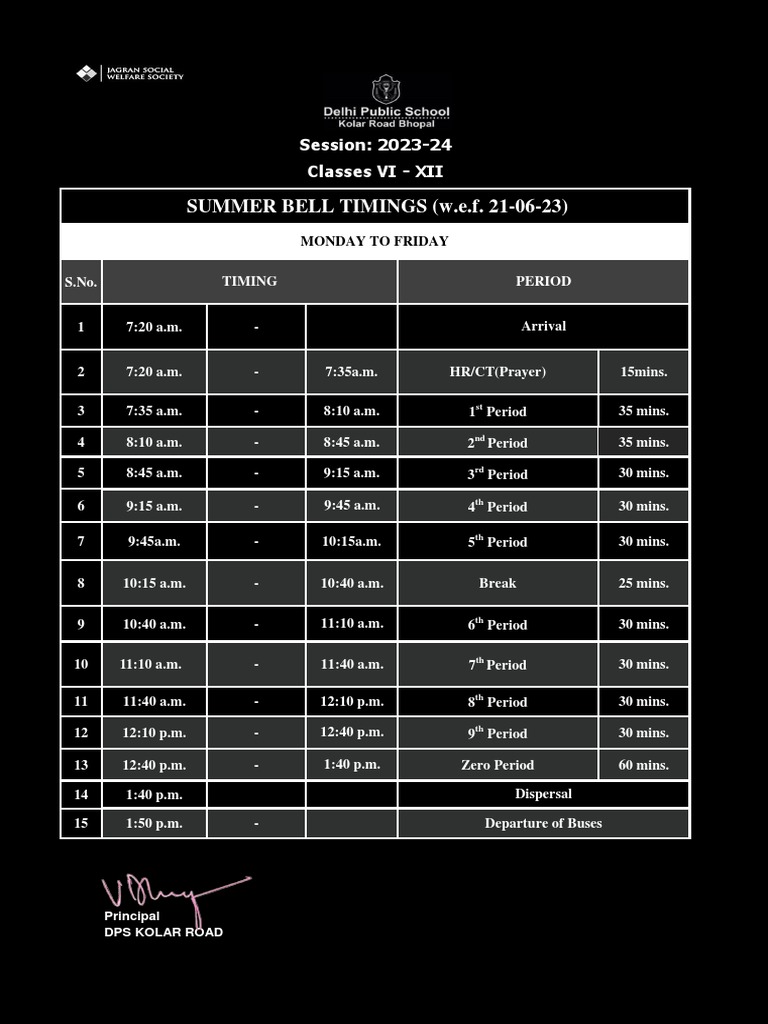 June Bell Timings 23-24-Invert | PDF