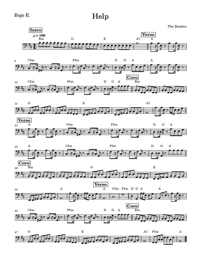 Help (Bass) | PDF
