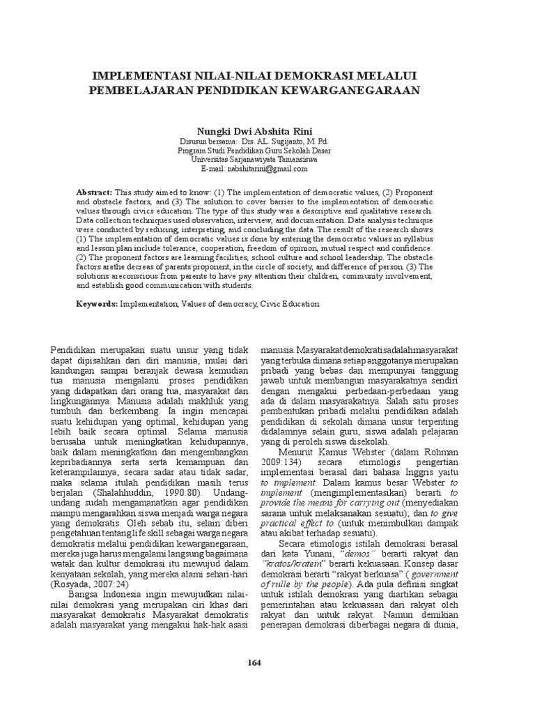 Implementasi Nilai Nilai Demokrasi | PDF