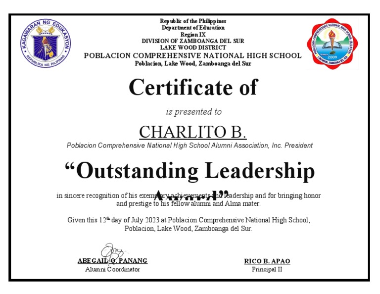 Certificate of Recognition Alumni President | PDF Certificate of Recognition Alumni President | PDF