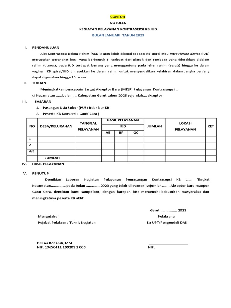 CONTOH SPJ Notulen IUD 2023 | PDF