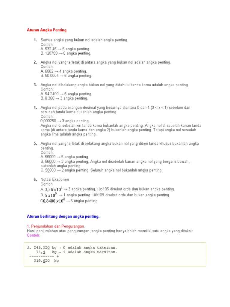 Aturan Angka Penting | PDF