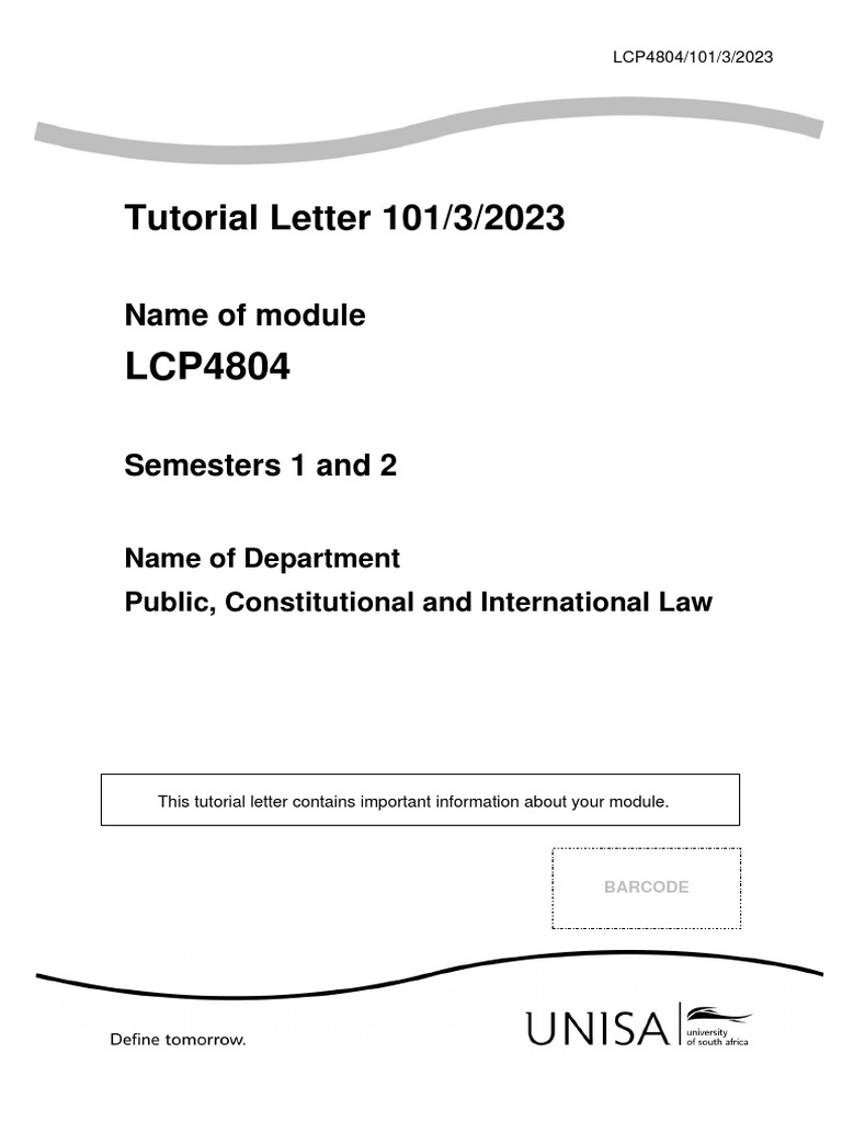 Tutorial Letter 101/3/2023: Name of Module | PDF | Libraries | Turnitin