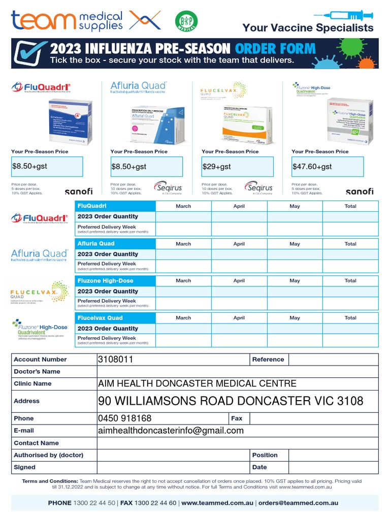 2023 Influenza Pre-Season Order Form | PDF | Influenza Vaccine | Health ...