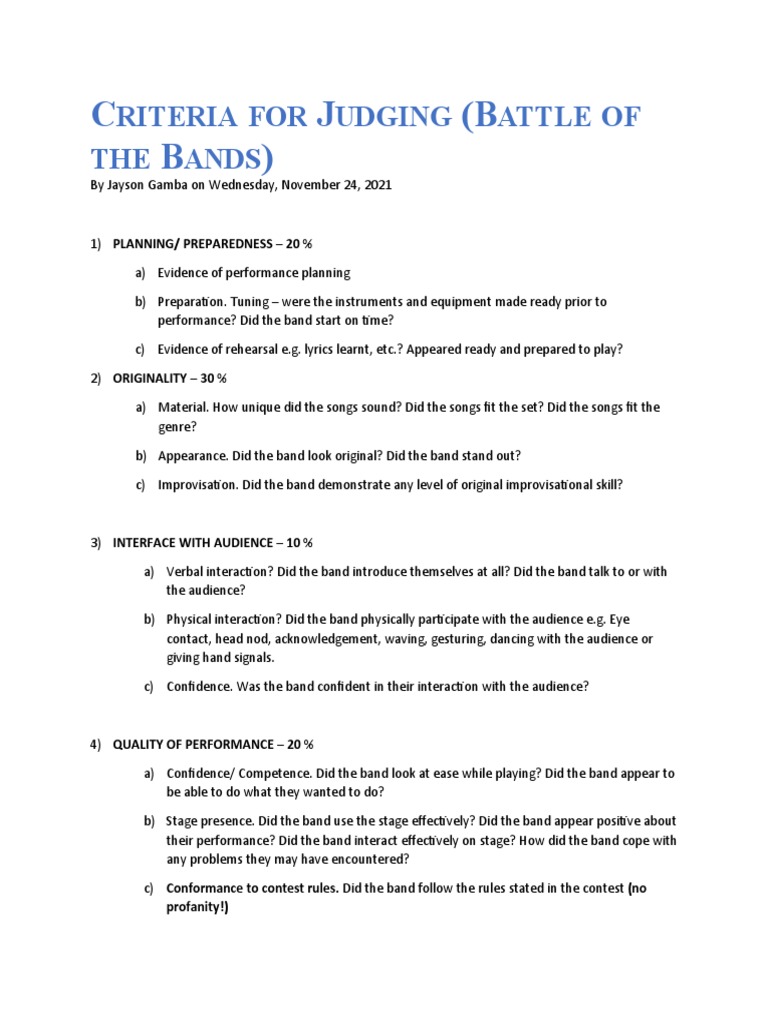 BOTB Criteria | PDF