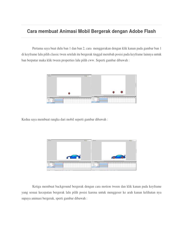 Cara Membuat Animasi Mobil Bergerak Dengan Adobe Flash | PDF