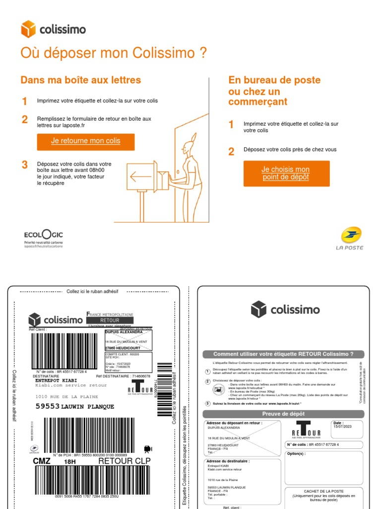 Retour Colissimo : Dépôt et Étiquette | PDF | Communication écrite ...