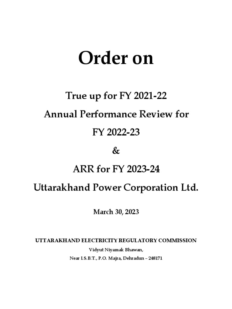 4 Tariff Order of UPCL For FY 2023 24 | Download Free PDF | Expense ...