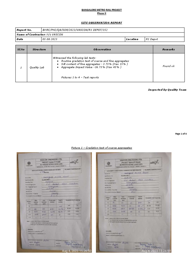 BMRC PH2 QA SOR 2023 Vascon R1Depot 152 | PDF