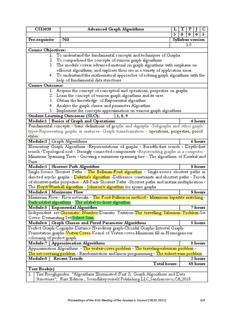 Csi3020 Advanced-graph-Algorithms TH 1.0 66 Csi3020 61 Acp | Download Free PDF | Graph Theory ...