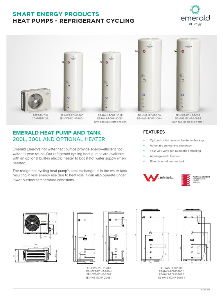 2023.05 Heat Pump Specs - Split | PDF | Heat Pump | Water Heating