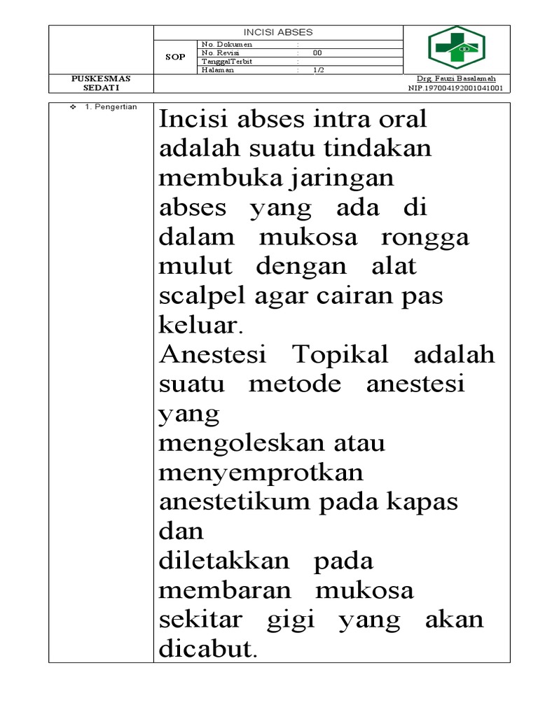 SOP Insisi Abses | PDF