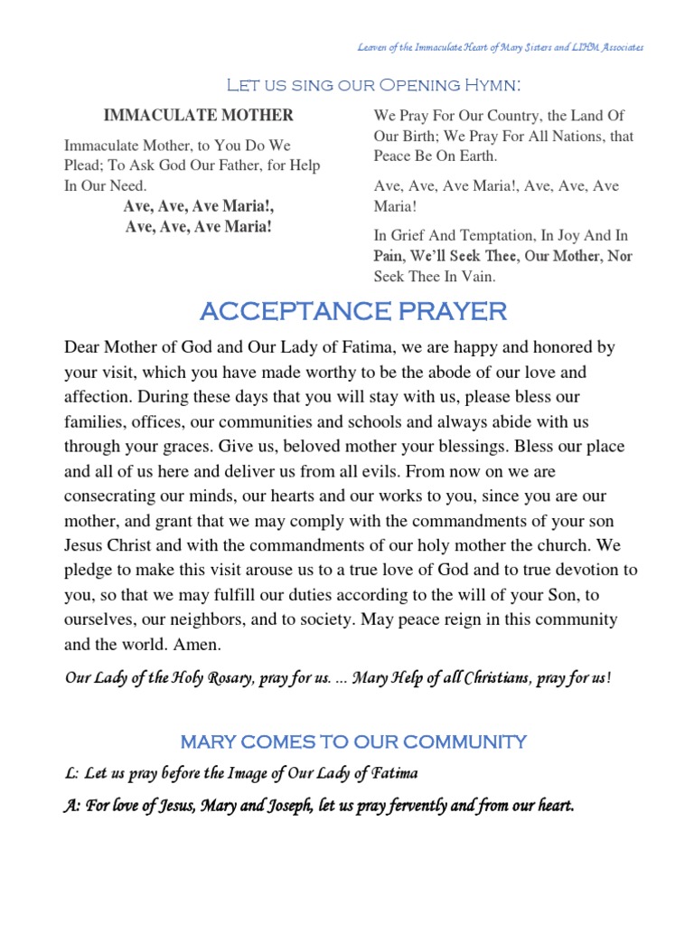 Our Lady of Fatima Farewell Prayers | PDF | Mary, Mother Of Jesus | Our ...