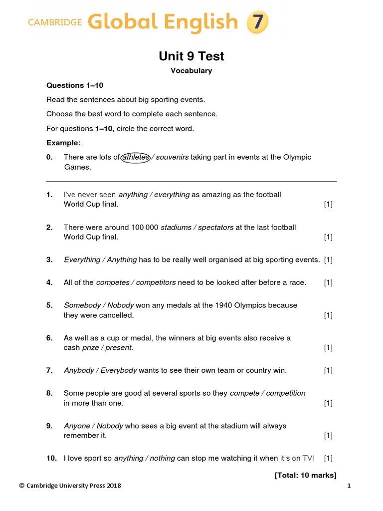 Unit Test 9 GE7 | PDF | Linguistics | Grammar