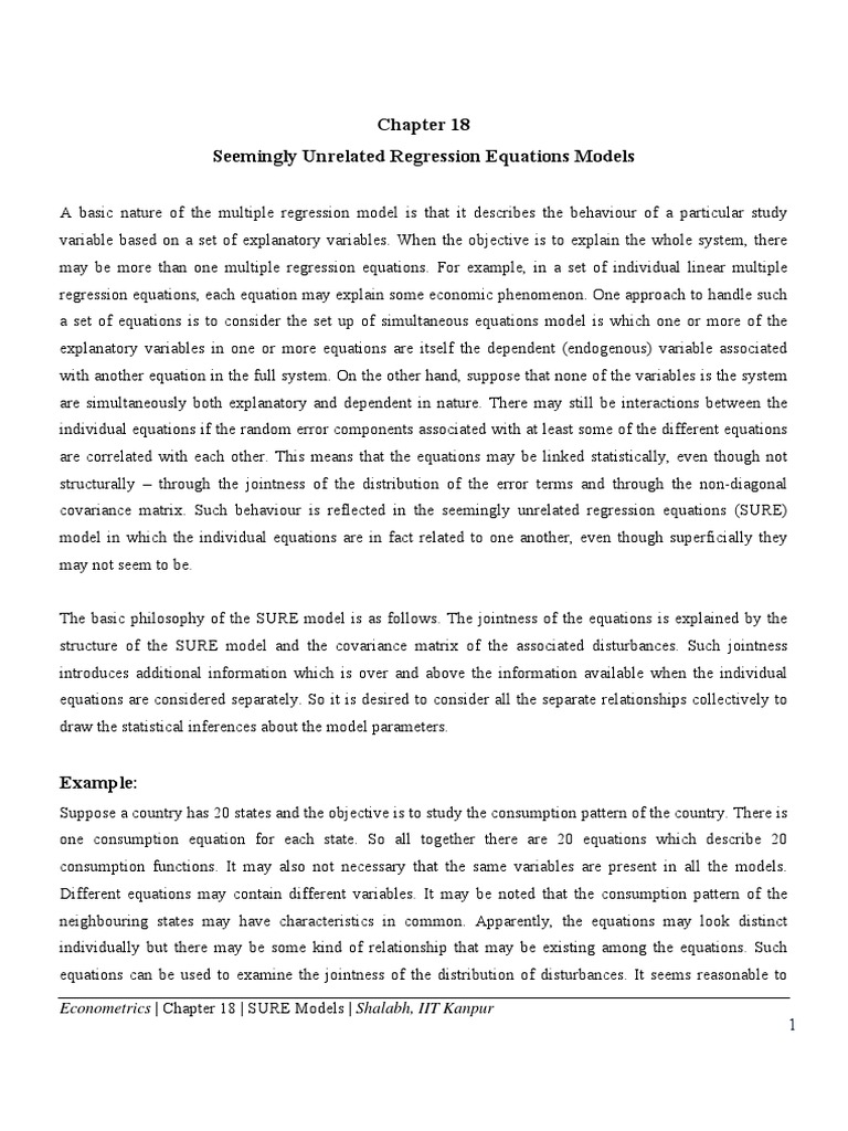 Chapter18 Econometrics Suremodels Pdf Regression Analysis Dependent And Independent Variables