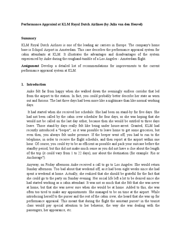Case Study 7 Performance Appraisal | PDF | Flight Attendant ...