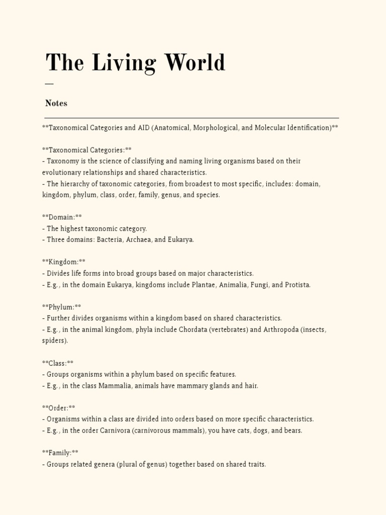 The Living World Part-2 | PDF | Taxonomy (Biology) | Species