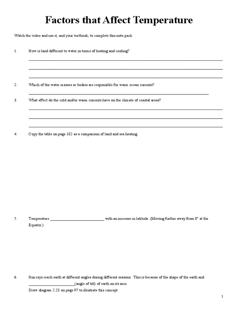 Factors Influencing Temperature Variations | PDF | Earth | Atmosphere ...