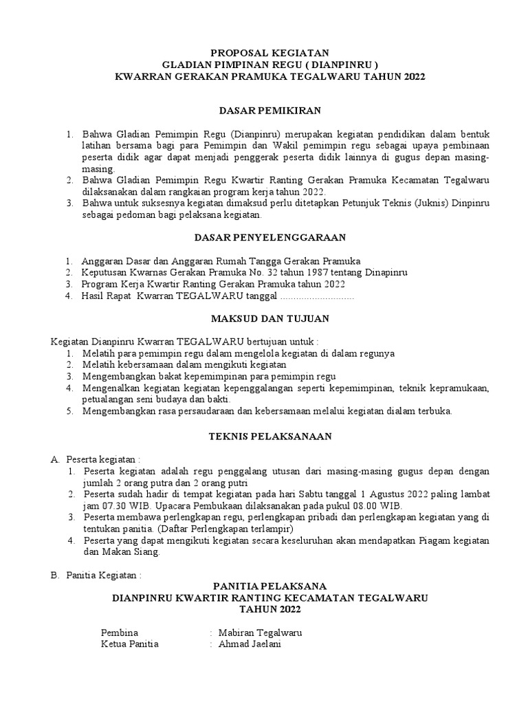 Proposal Kegiatan Dian Pinru 2022 | PDF
